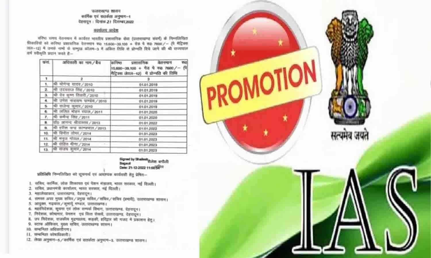 IAS Promotion 2022: जारी हुई 13 आईएएस अधिकारियों के प्रमोशन की List ...