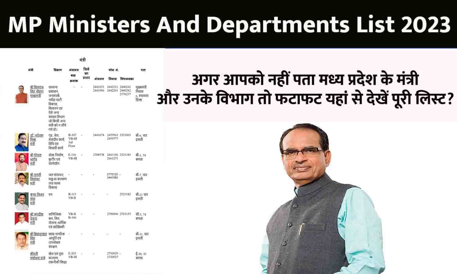 MP Ministers And Departments List In Hindi 2023: अगर आपको नहीं पता मध्य ...