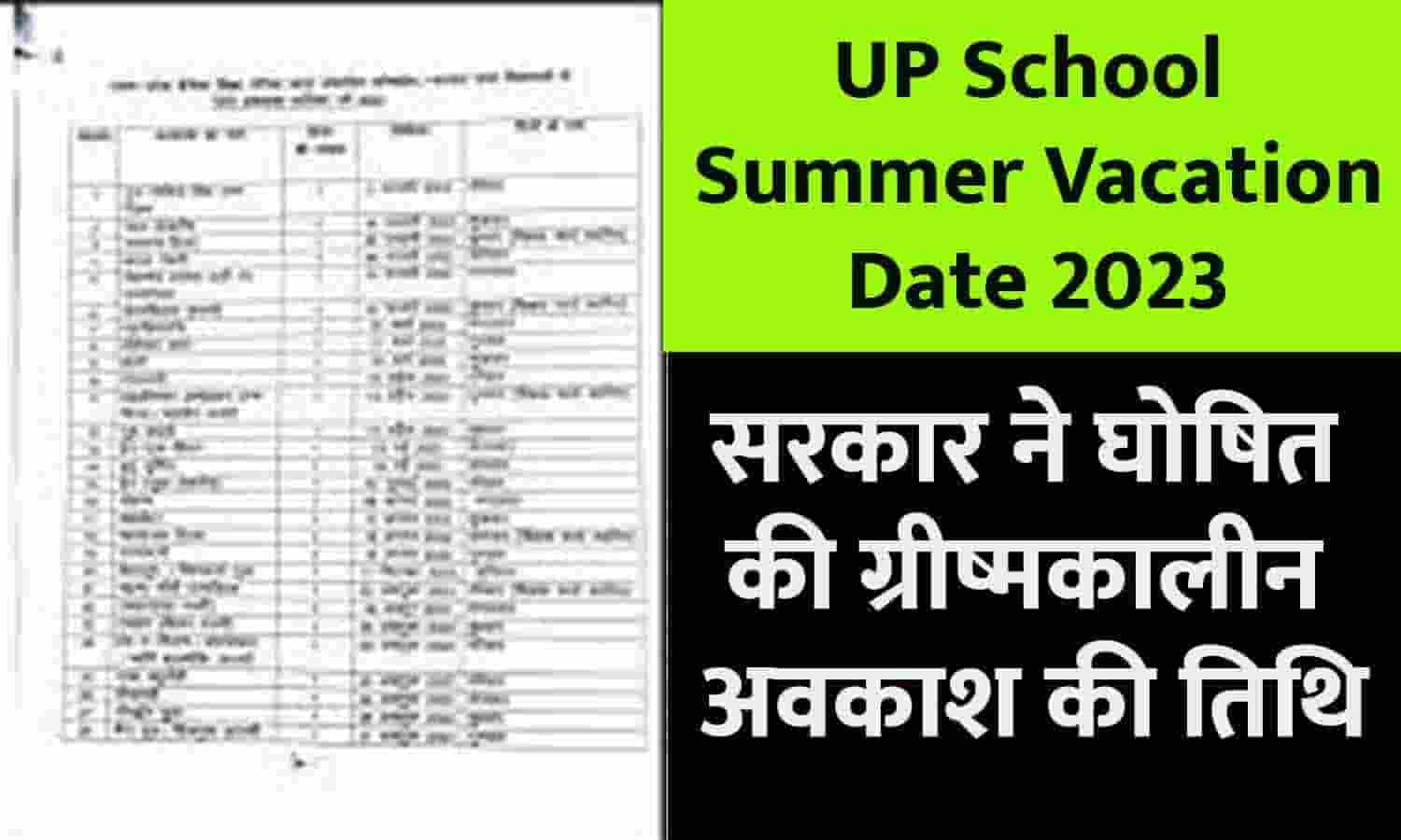 UP School Summer Vacation Date 2023: यूपी में 1 से 8 तक के स्कूल बंद ...