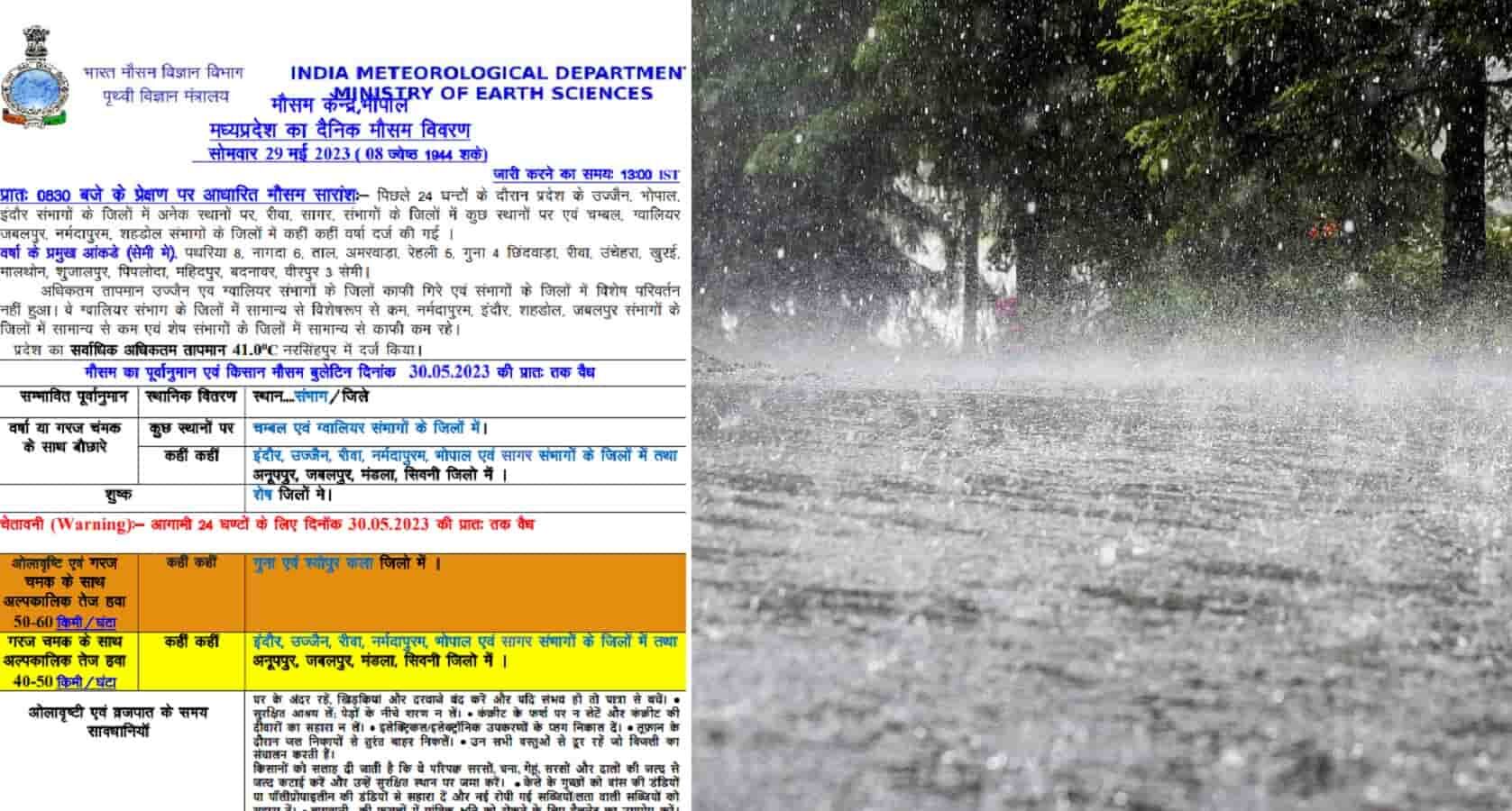 एमपी के लिए अगले 48 घंटे भारी! तेज़ बारिश और ओले गिरने के आसार, 2 जिलों ...