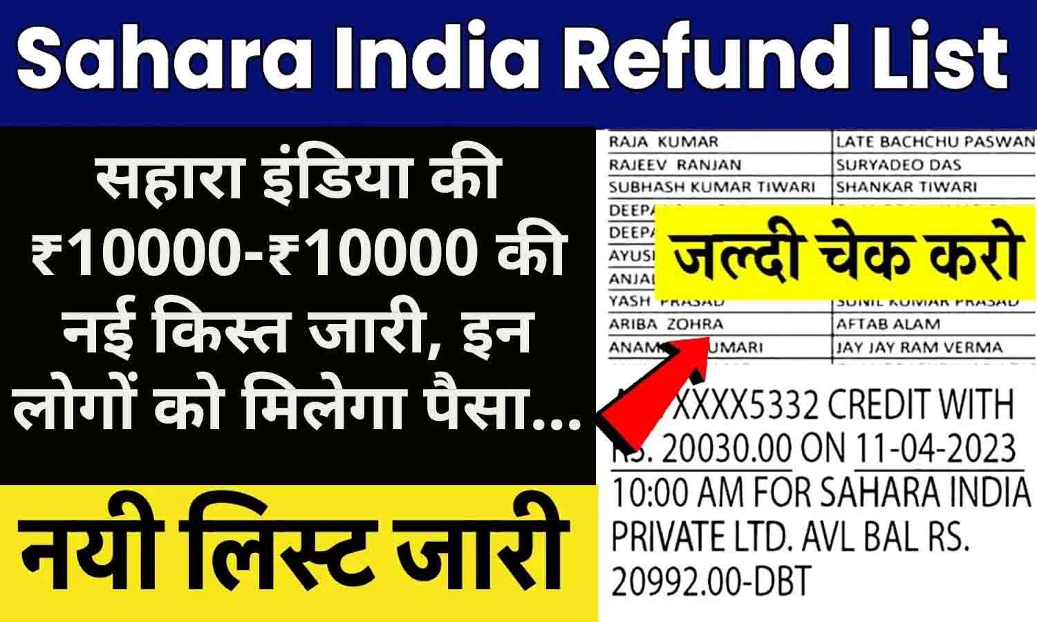 Sahara India Refund List 2024: सहारा इंडिया की ₹10000-₹10000 की नई किस्त जारी, इन लोगों को ...