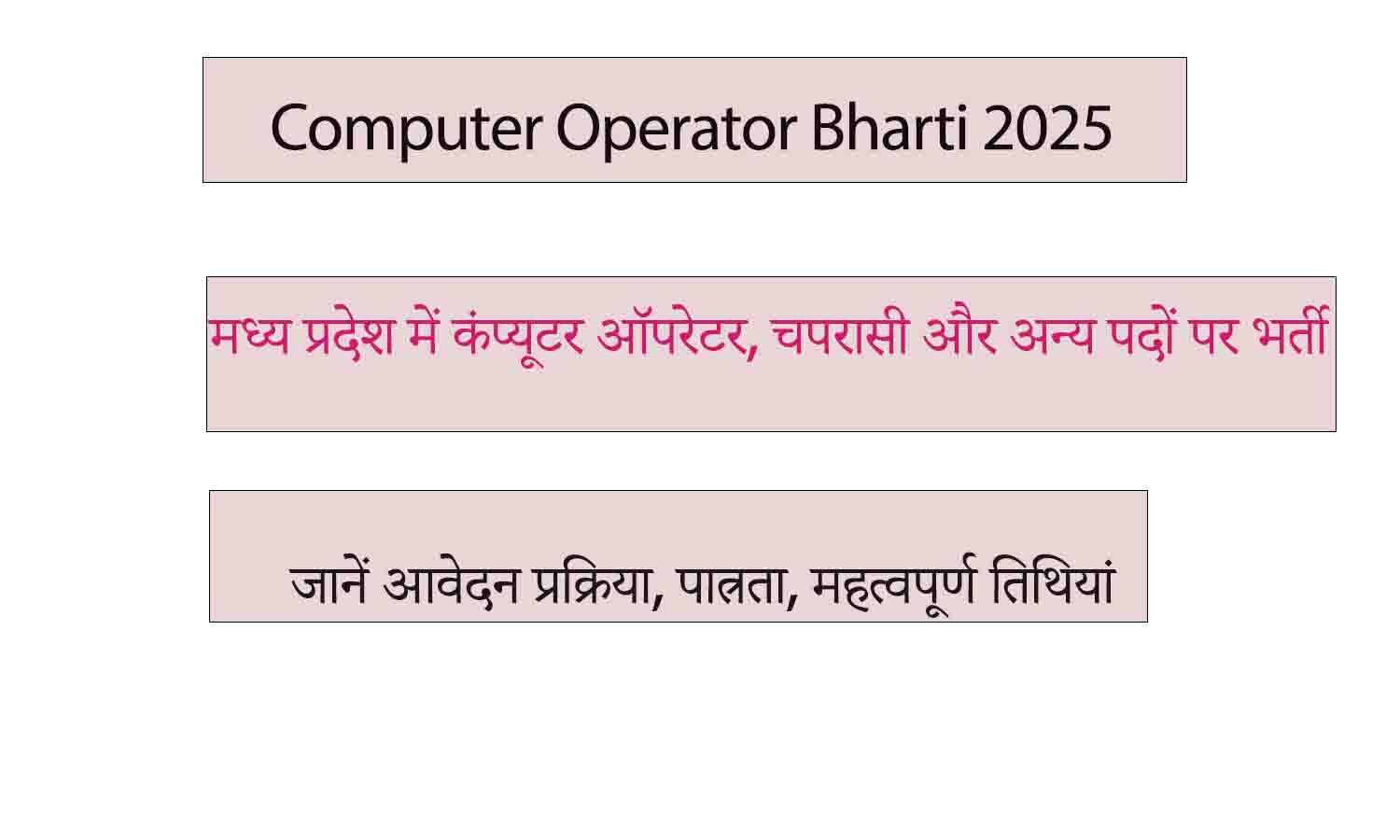 MP Computer Operator and Peon Recruitment: मध्य प्रदेश में कंप्यूटर ...