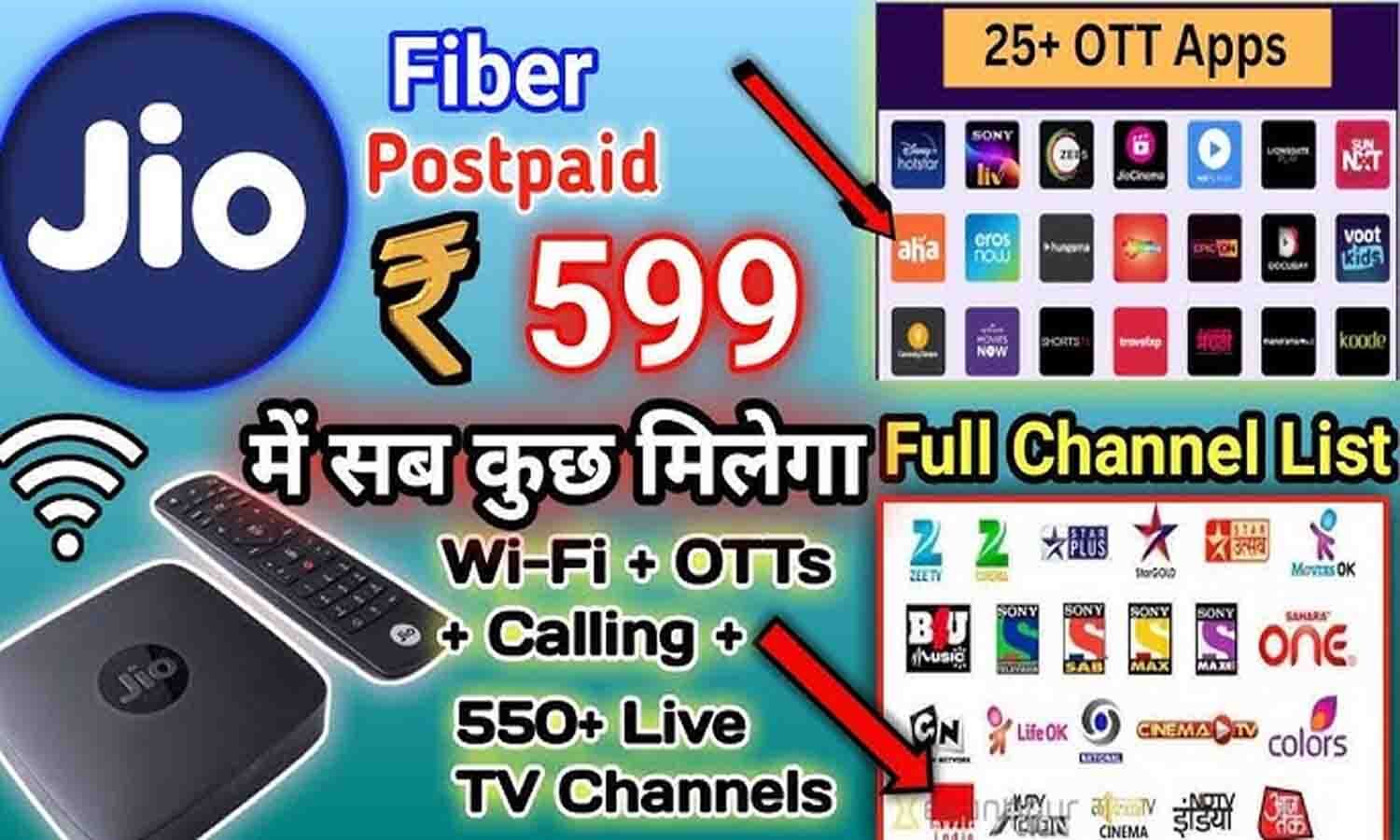 Jio Fiber 599 Plan: OTT Apps List और फीचर्स | Jio Fiber 599 Plan OTT Apps & Features | Jio Fiber ...