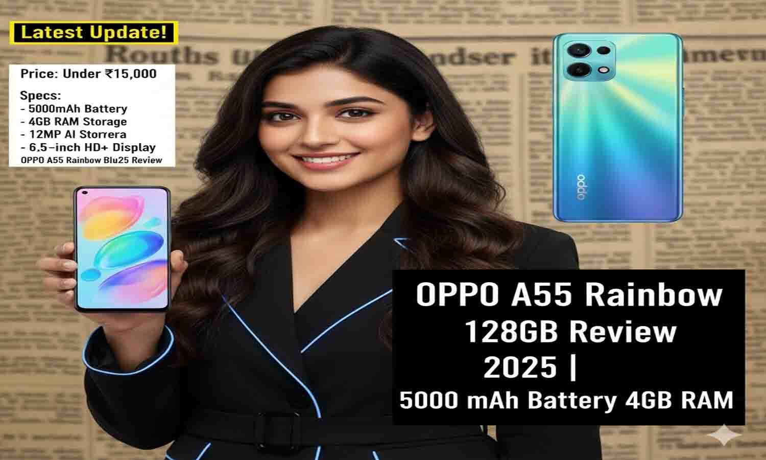 OPPO A55 5G Rainbow Blue Review 2025 | 5000 mAh Battery और 128GB Storage | OPPO A55 Rainbow Blue ...
