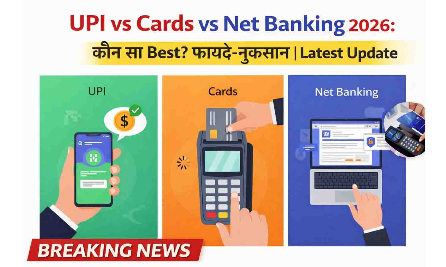 UPI vs Cards vs Net Banking 2026: कौन सा Best? फायदे-नुकसान | Latest ...